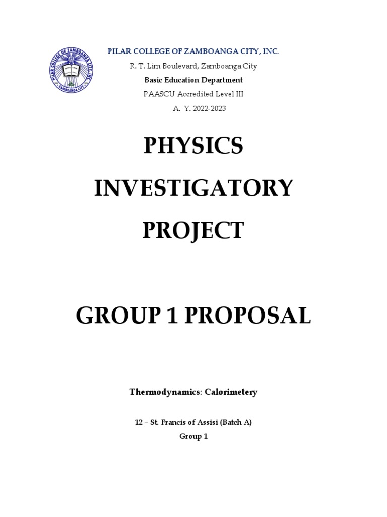 Physic Investigatory Project GROUP 1 12 St. Francis of Assisi A | PDF | Heat | Measuring Instrument