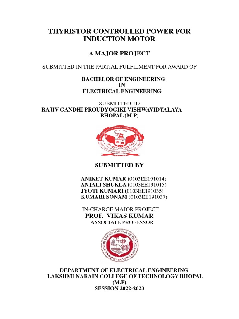 Thyristor Controlled Power For Induction Motor 1 Front | PDF | Rectifier | Power (Physics)