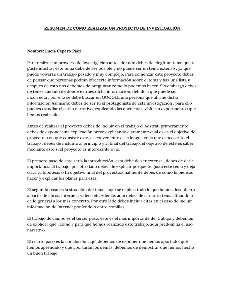 Resumen Proyecto de Investigación | PDF | Internet