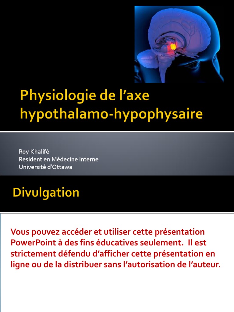 Physiologie de L'axe Hypothalamo-Hypophysaire | PDF | Hypophyse ...