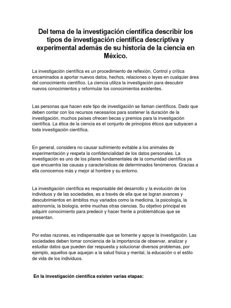 Tipos de Investigación Científica | PDF | Experimentar | Muestreo ...