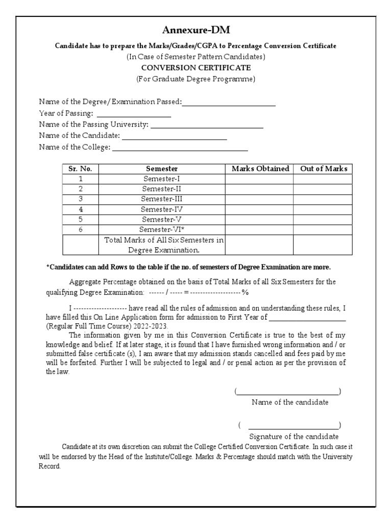 Conversion forms | PDF | University And College Admission ...