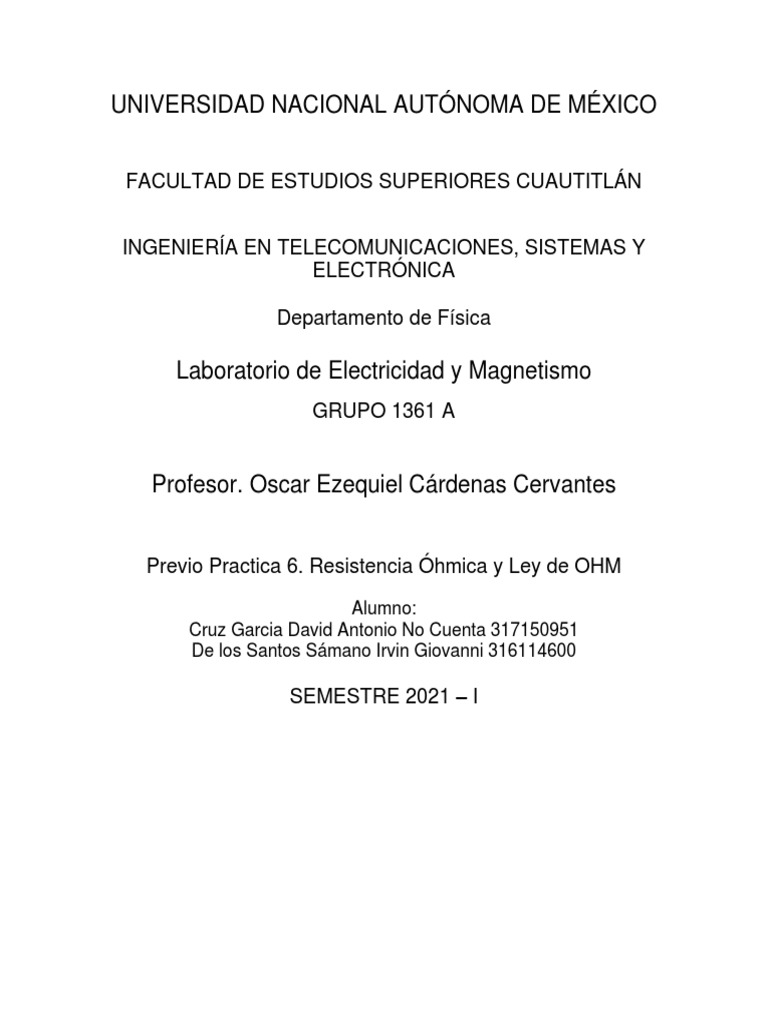 Previo6 (EyM) ! | PDF | Resistencia Eléctrica y Conductancia ...
