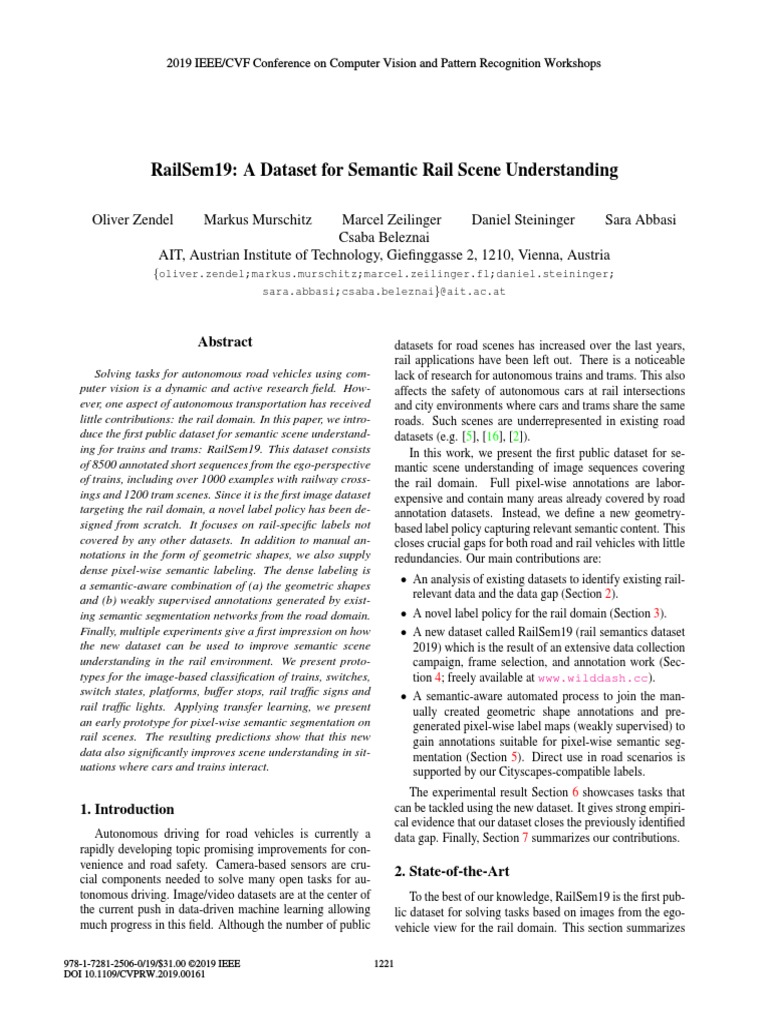 RailSem19 A Dataset For Semantic Rail Scene Understanding | Download Free PDF | Image ...