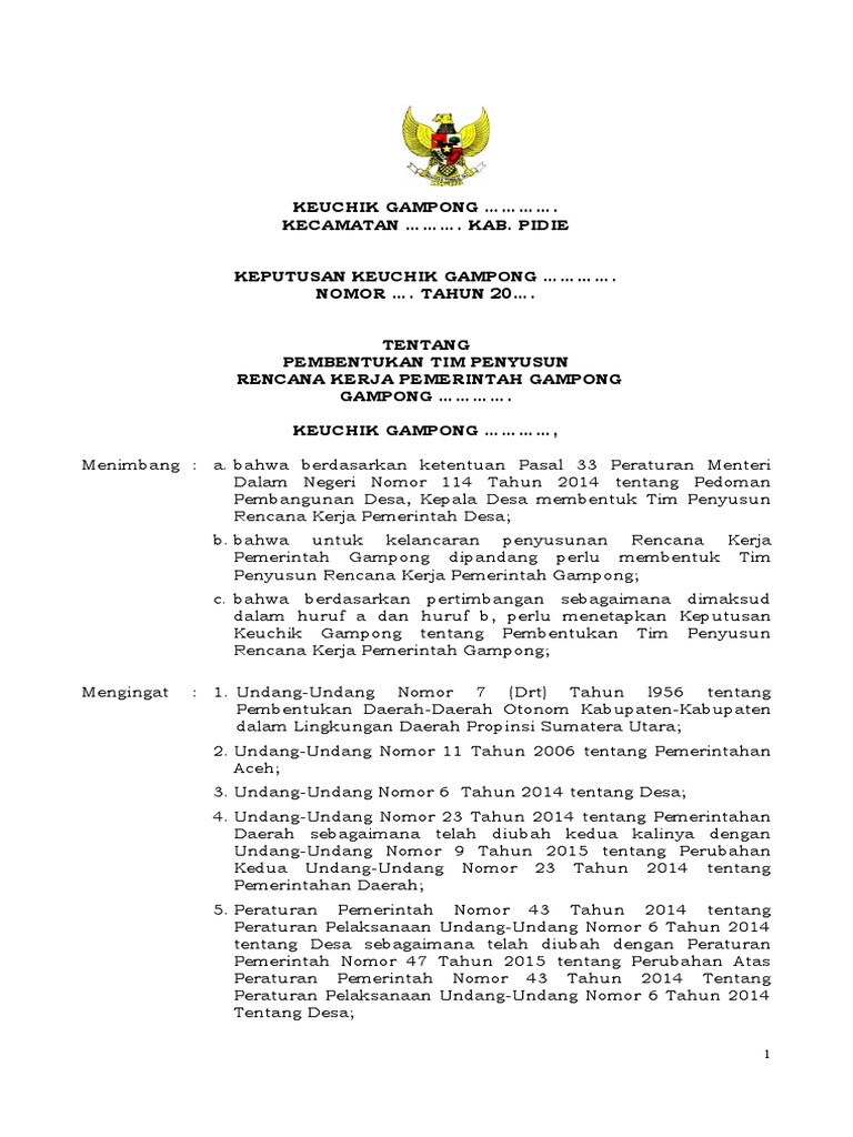 Draft SK Tim RKPG | PDF