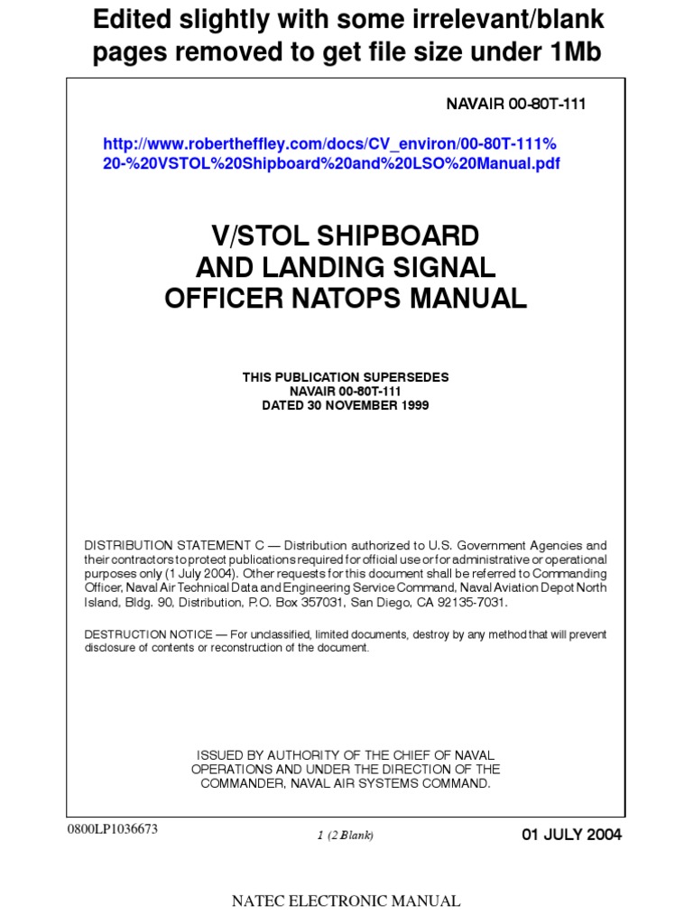 00-80T-111 - VSTOL Shipboard and LSO Manual Jul2004 1Mb | PDF ...