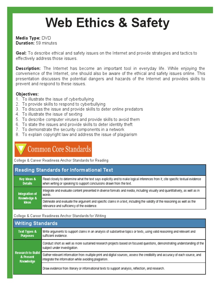 CEV80309 Web Ethics and Safety Lesson Plan | PDF | Cyberbullying ...