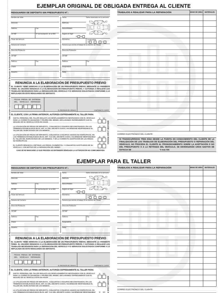Resguardo Deposito Modelo General - Rellenable | PDF
