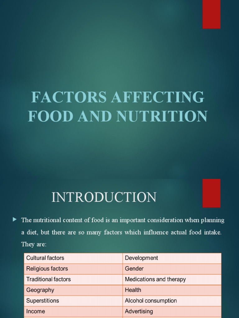 Factors Influencing Food and Nutrition | PDF | Foods | Eating