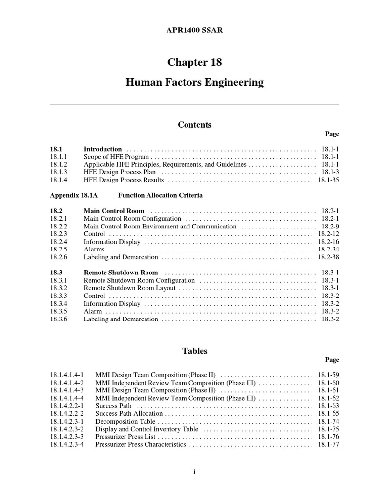 APR1400 SSAR-Ch18-Human Factors Engineering | PDF | Reliability Engineering | System