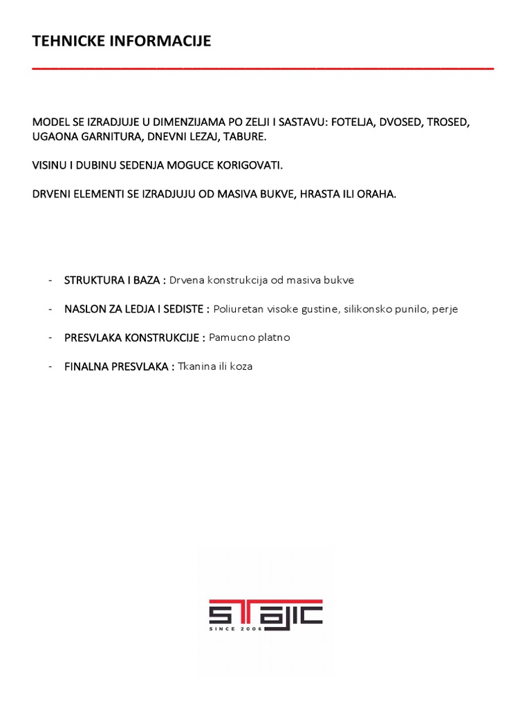 SOFA Tehnicke Informacije | PDF