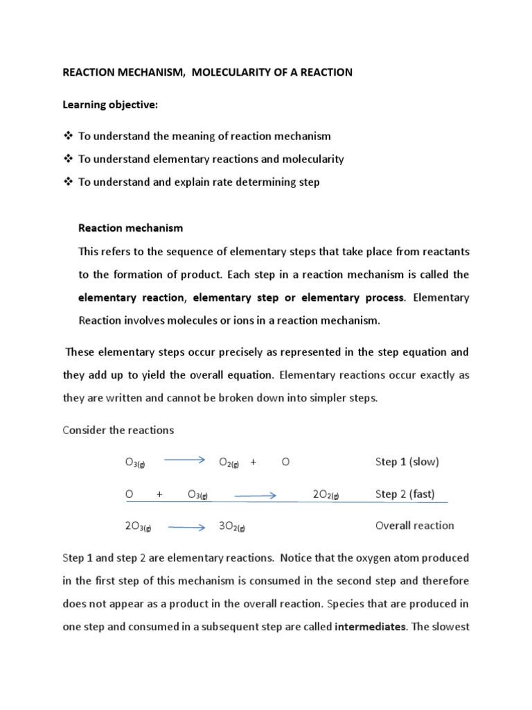 Reaction Mechanism, Molecularity of A Reaction | PDF | Reaction Rate ...