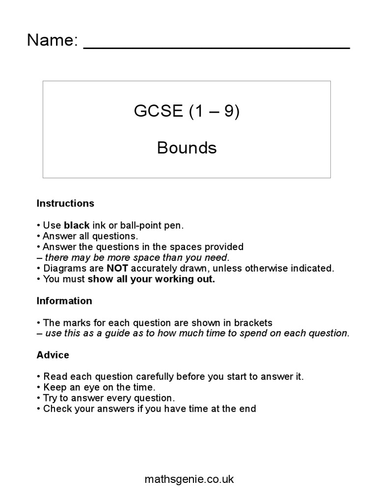Bounds - IGCSE Edexcel Math Worksheet | PDF | Significant Figures | Area