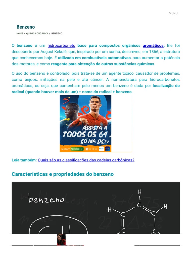 Benzeno - Propriedades, Fórmula, para Que Serve - Manual Da Química ...