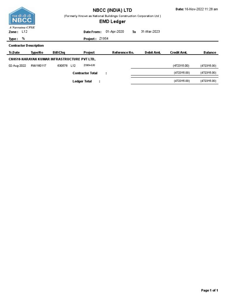 Contractor Ledger EMD - SD | PDF | Technology & Engineering