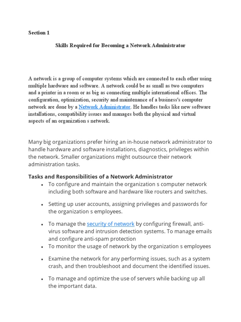 Essential Skills for Network Administrators | PDF | Computer Network ...