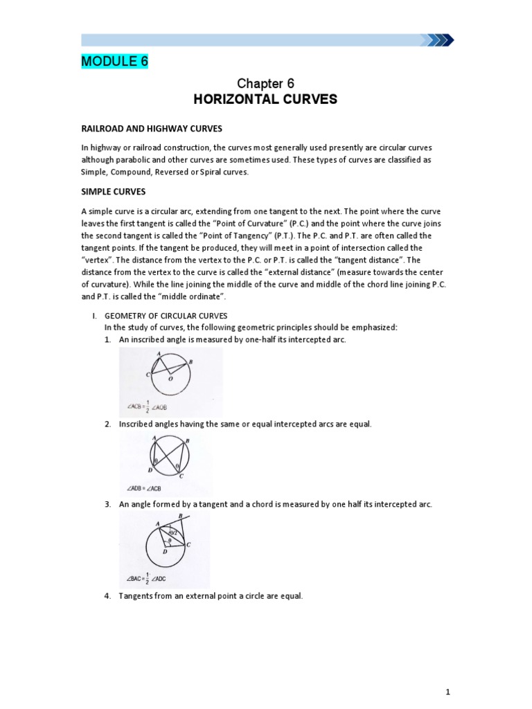 Module 6 - HORIZONTAL CURVES | PDF | Angle | Tangent