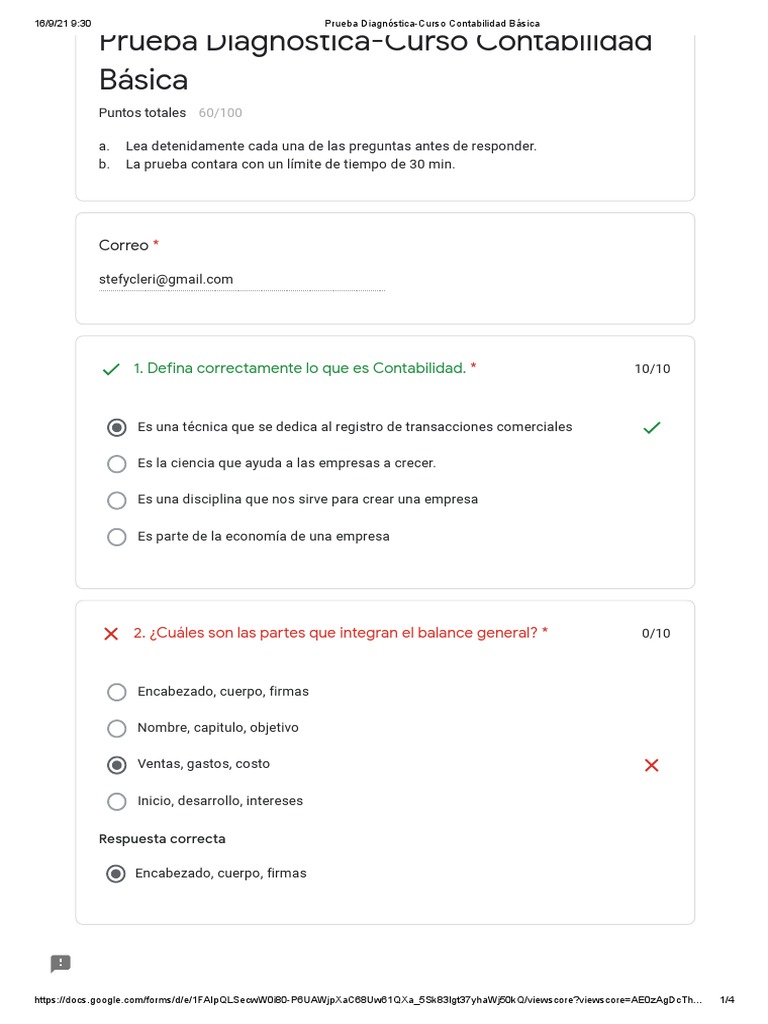 Prueba Diagnóstica de Contabilidad Básica | PDF