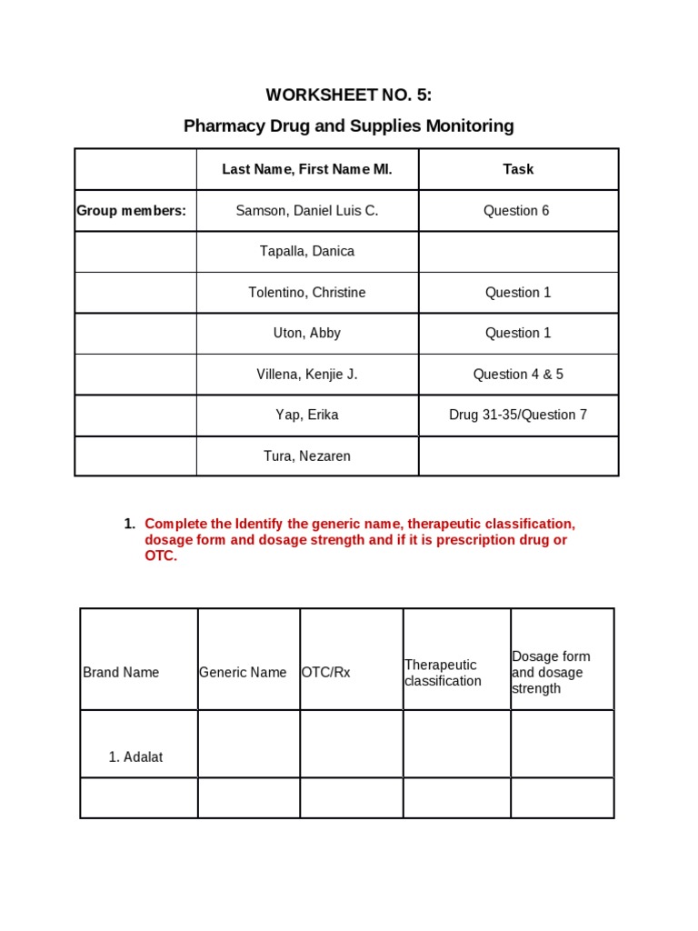 Worksheet 5 | PDF | Medical Prescription | Prescription Drugs