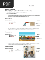 Force Word Problems and Solutions | PDF | Potential Energy | Force