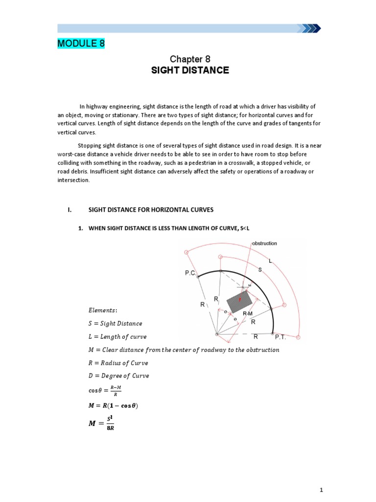 Module 8 - SIGHT DISTANCE | PDF | Transport