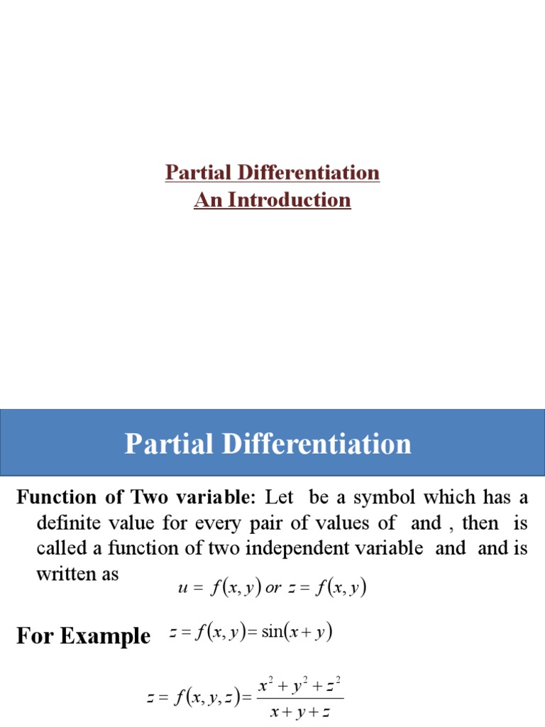 Lecture 1 Partial Differentiation | PDF | Derivative | Variable (Mathematics)