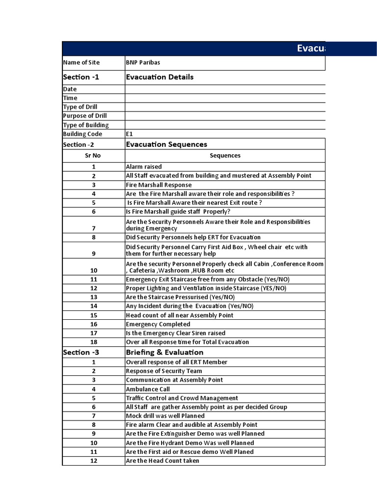 Evacuation Drill Report Format | PDF | Emergency Management | Emergency ...