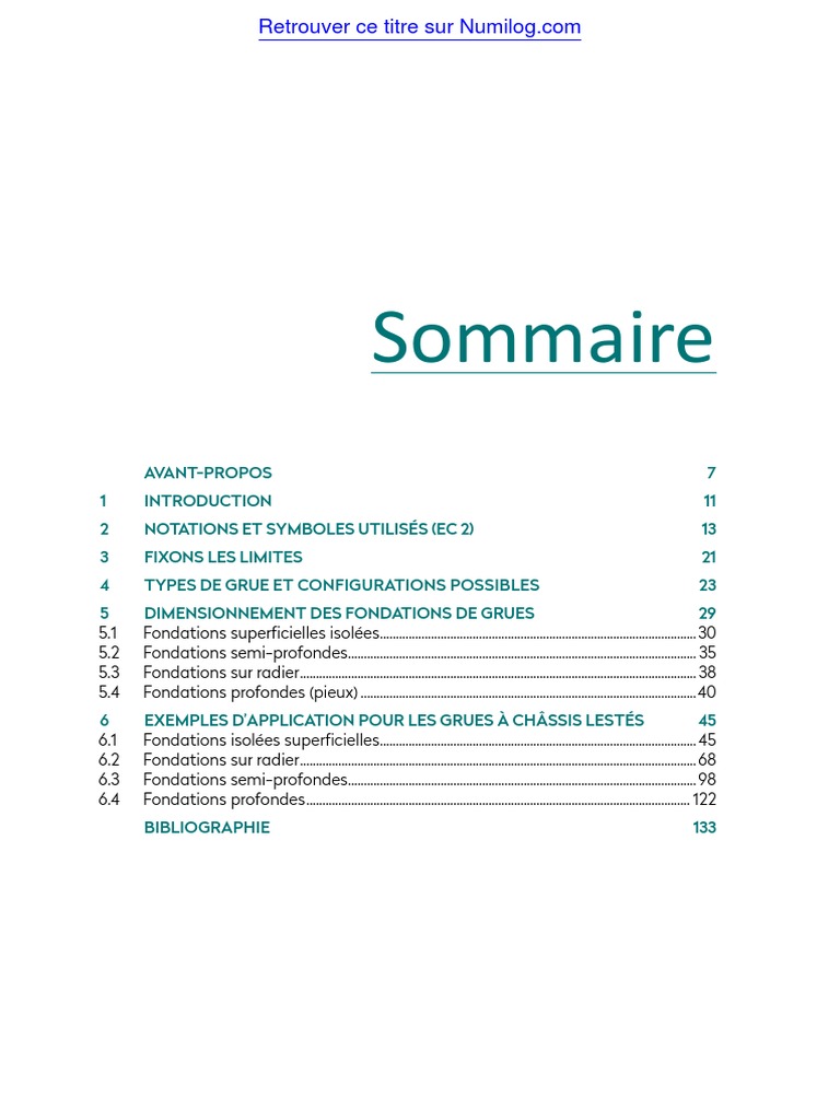 Sommaire | PDF | Fondation (construction) | Plaie