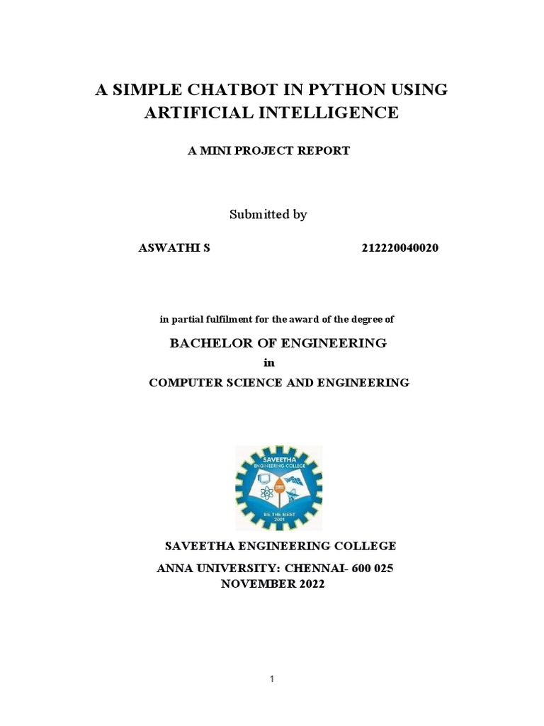 Ai Chatbot Using Python Report | PDF Ai Chatbot Using Python Report | PDF