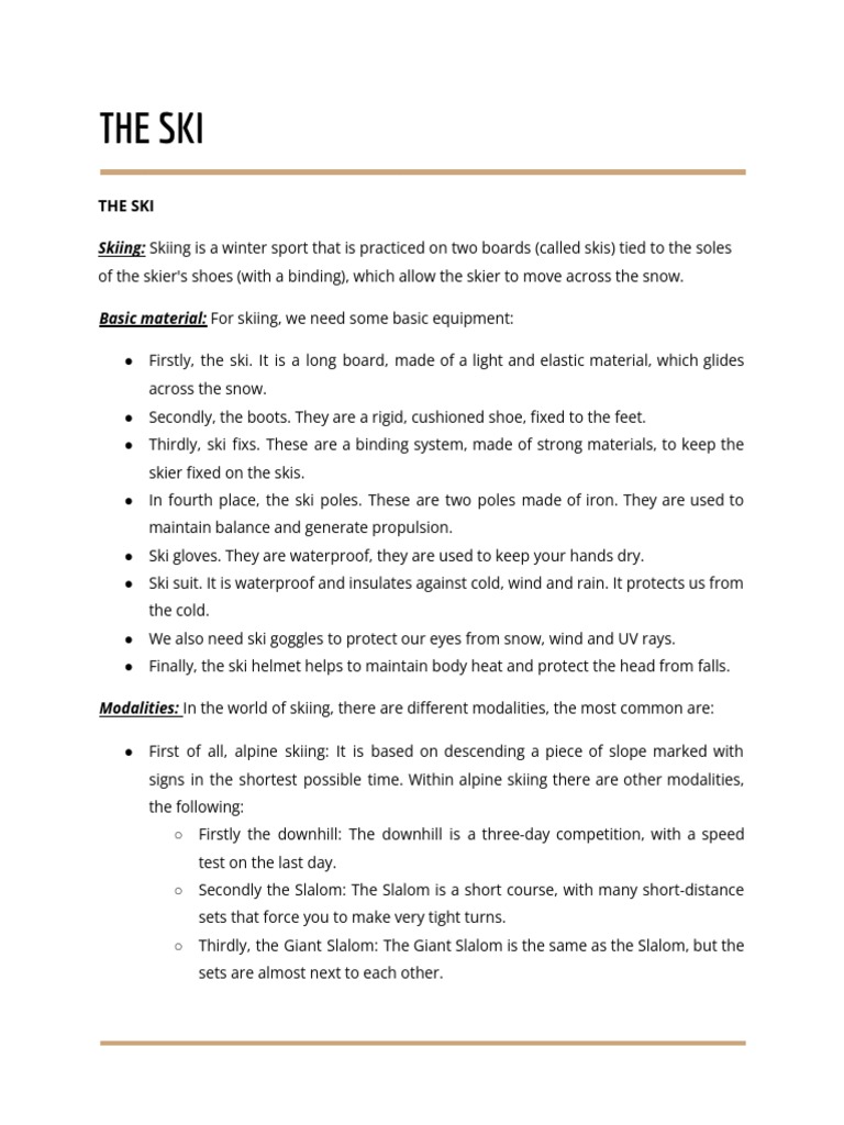 The Ski | PDF | Snow | Individual Sports