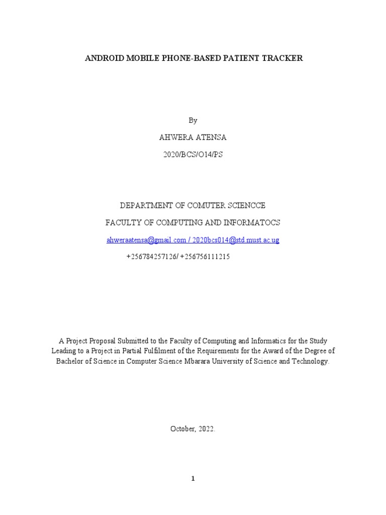 Android Patient Tracker Proposal | PDF | Prototype | Software Prototyping