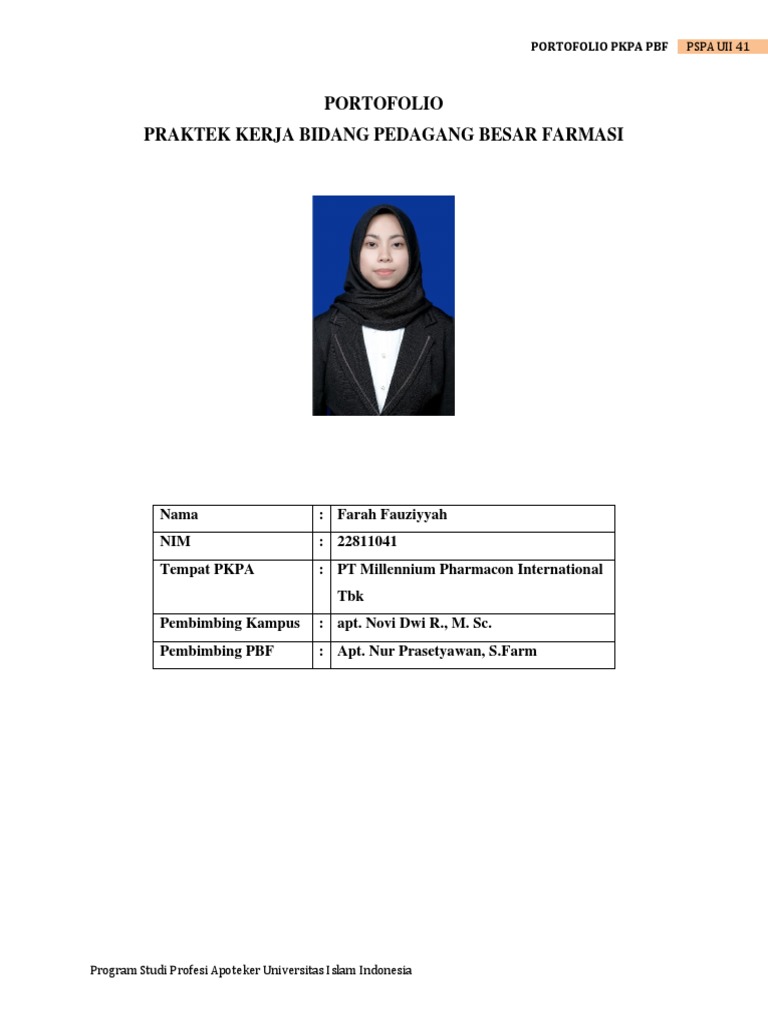 Portofolio Pkpa PBF Mpi-Farah Fauziyyah-22811041 | PDF