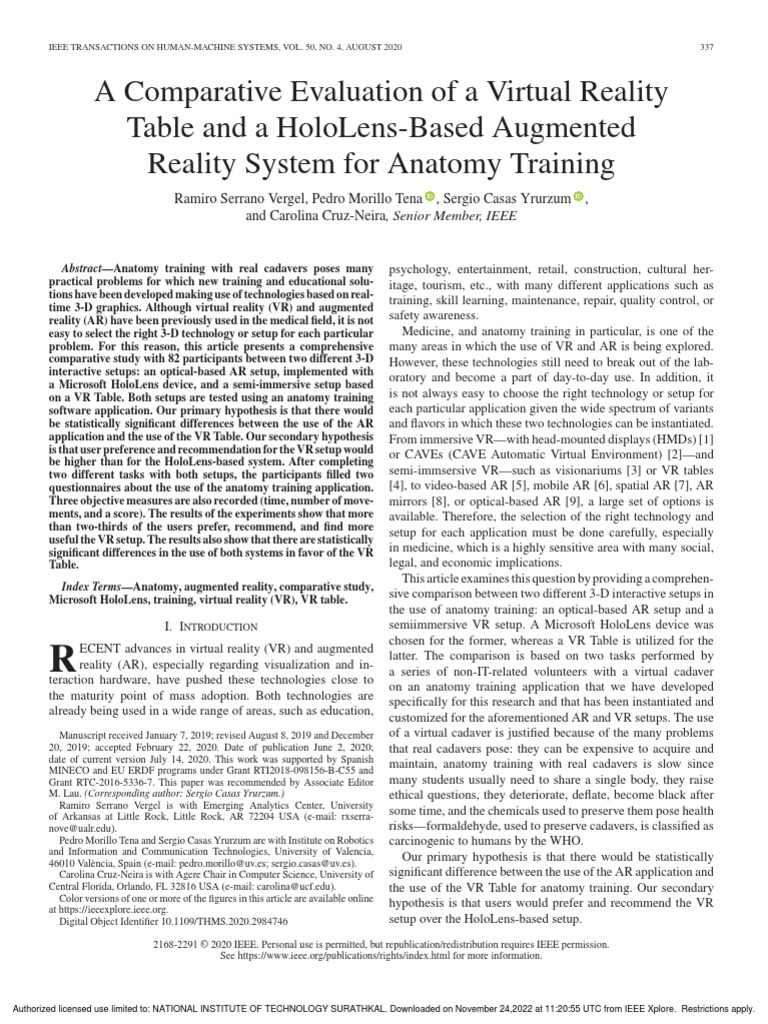 A Comparative Evaluation of A Virtual Reality Table and A HoloLens-Based Augmented Reality ...