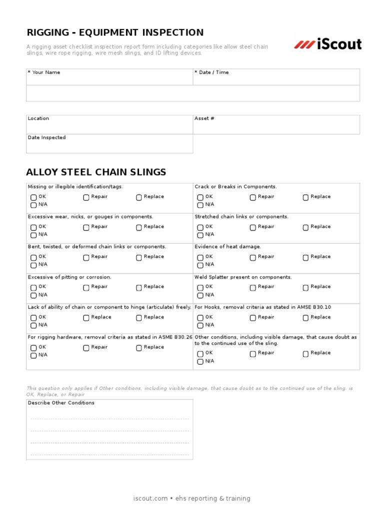 Rigging Equipment Inspection Form | PDF | Metals | Chemistry