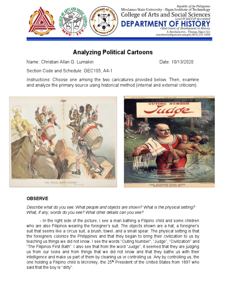 Analyzing Political Cartoons Worksheet A | PDF