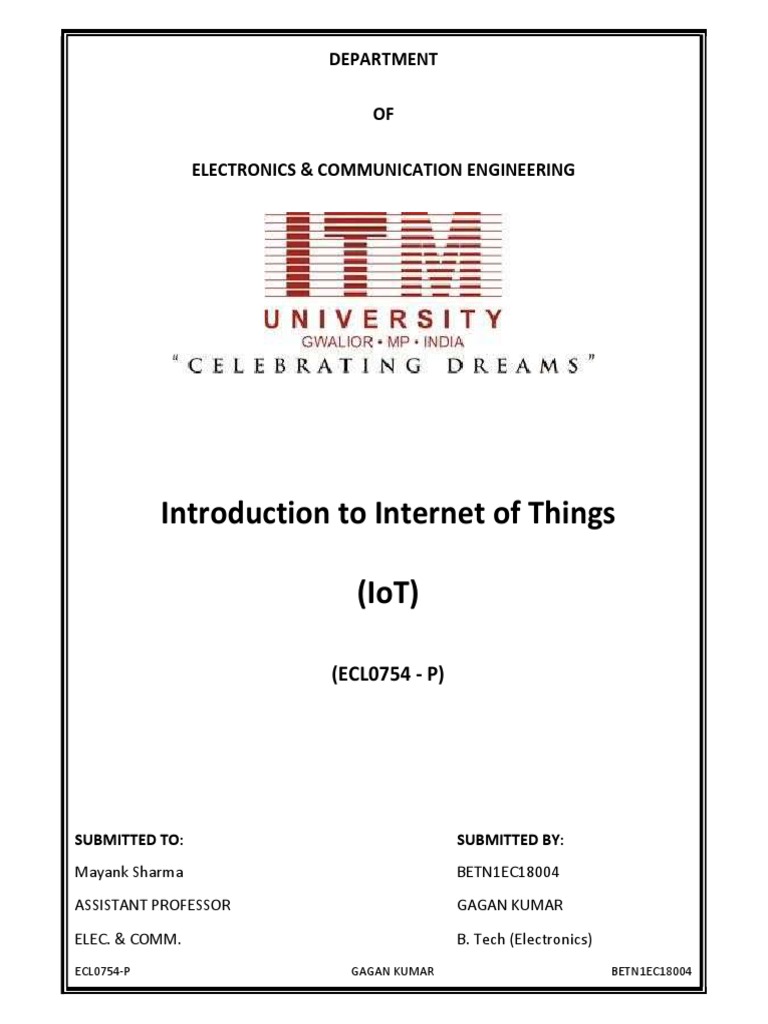 Iot Practical File Betn1ec18004 Pdf Arduino Electrical Engineering 