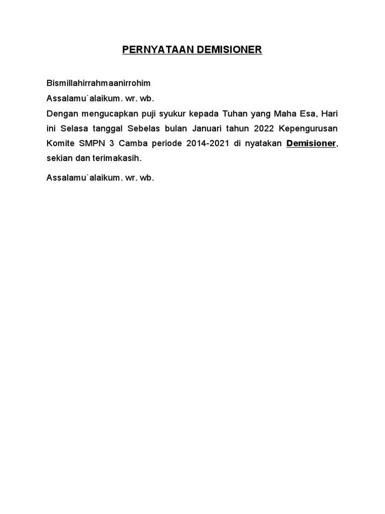 Pernyataan Demisioner | PDF