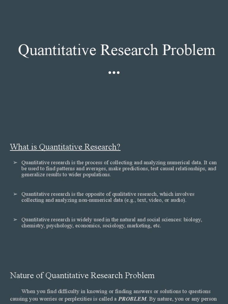 Quantitative Research Problem | PDF | Experiment | Quantitative Research
