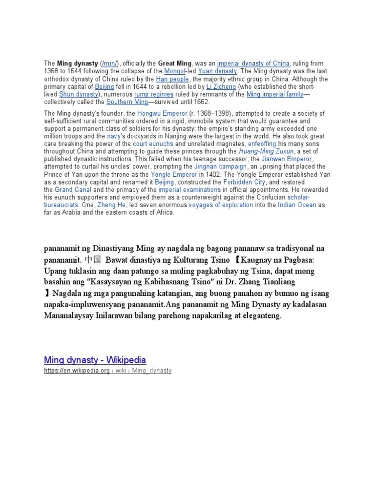 Ming Dynasty: China's Last Han Rule | PDF | East Asia | China