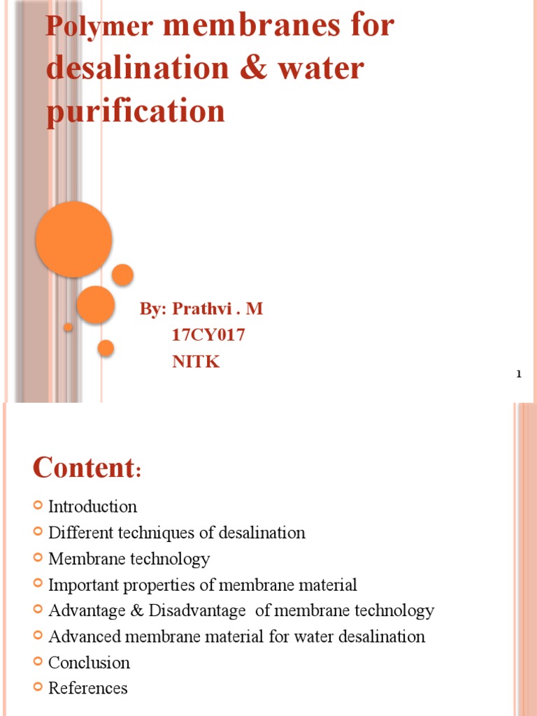 Desalination | PDF | Membrane | Membrane Technology