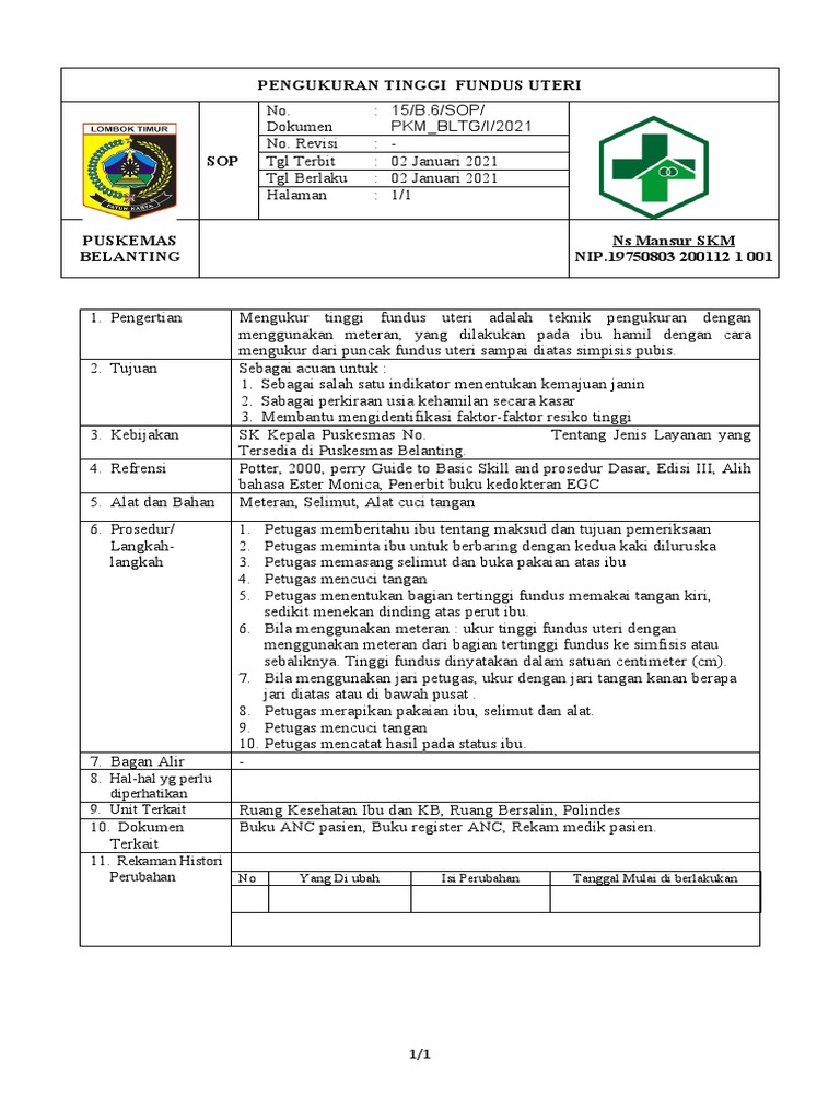 Sop Pengukuran Tfu | PDF