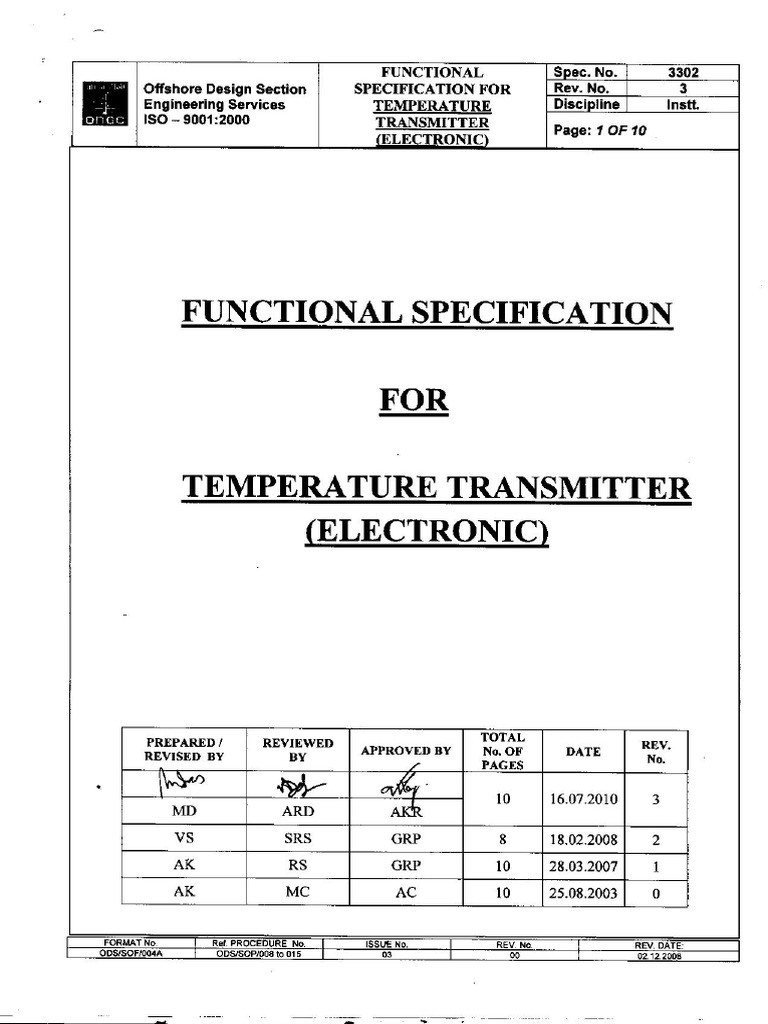 FS 3302 - FS-Temperature Transmitter (Electronic) | PDF | Specification (Technical Standard ...