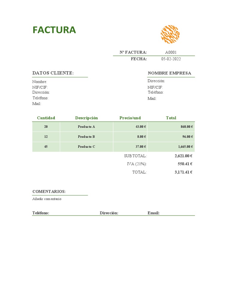 Modelo Factura Excel 2 | PDF
