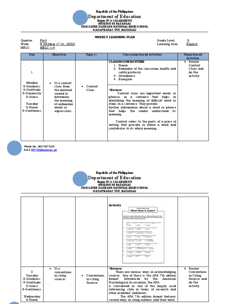 WLP-in-English-8 - W9 - Q1 | PDF | Language Mechanics | Linguistics WLP-in-English-8 - W9 - Q1 | PDF | Language Mechanics | Linguistics