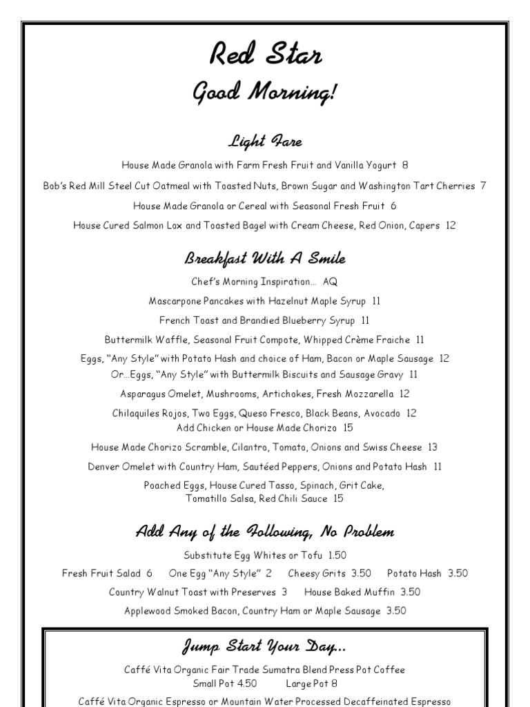 Breakfast Menu | PDF | Western Cuisine | Regional & Ethnic Food