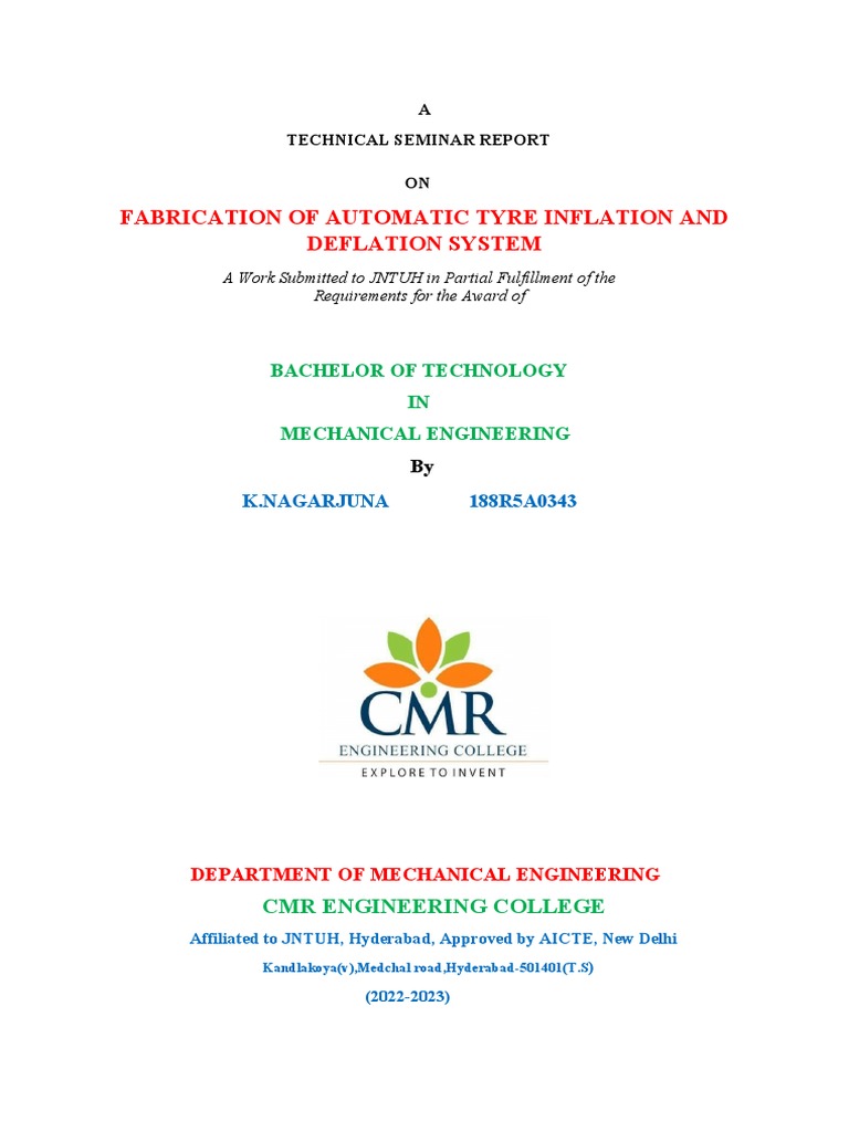 Automatic Tyre Inflation System Report | PDF | Tire | Vehicles