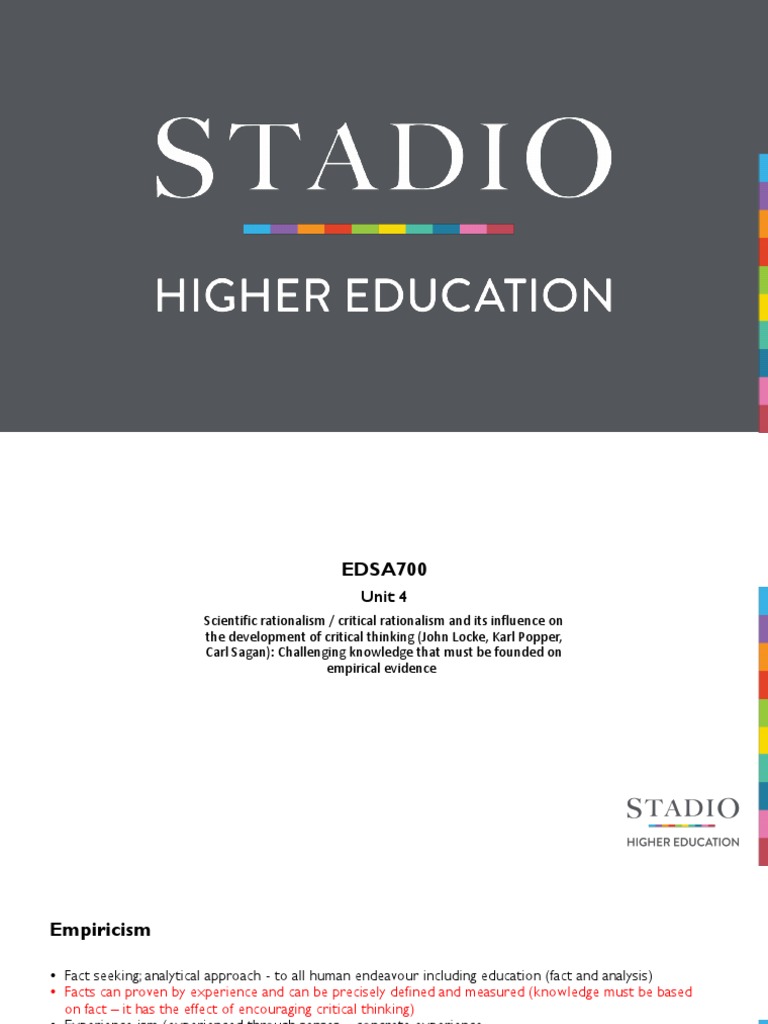 Unit 4 Scientific Rationalism (Critical Rationalism) and Its Influence ...