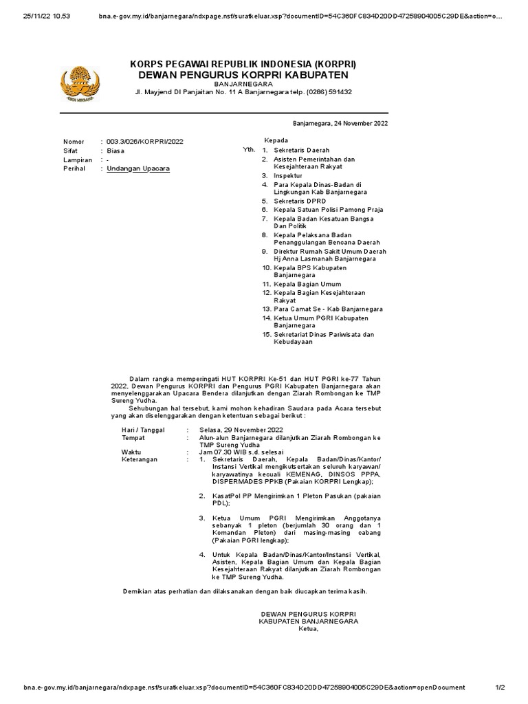 Undangan Upacara KORPRI | PDF