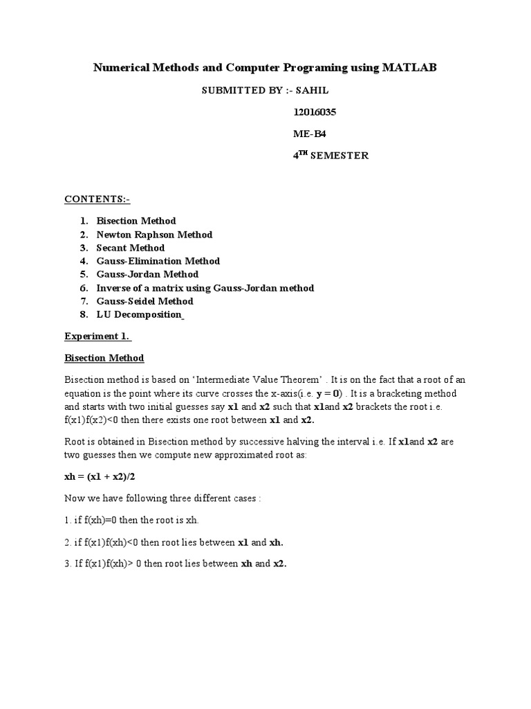 Complete NMCP File | PDF | Matrix (Mathematics) | System Of Linear Equations