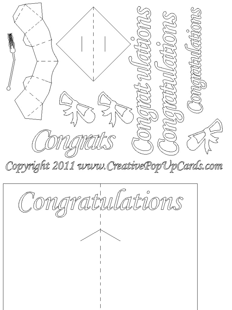 Graduation Pop Up Card 3D Cap Template